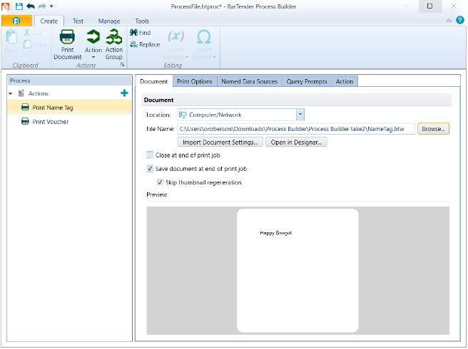 How To Reuse Input Data When Printing Multiple Bartender Documents With Process Builder